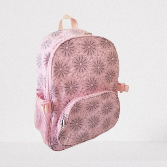 Accessories | New Cute Pink Backpack Wpuckered Floral Design Mesh ...